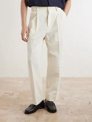 KAPTAIN SUNSHINE Tapered Cotton And Linen-blend Trousers