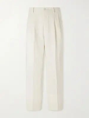 KAPTAIN SUNSHINE Tapered Cotton And Linen-blend Trousers - Neutrals