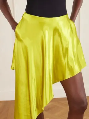 Alaïa Asymmetric Satin Midi Skirt