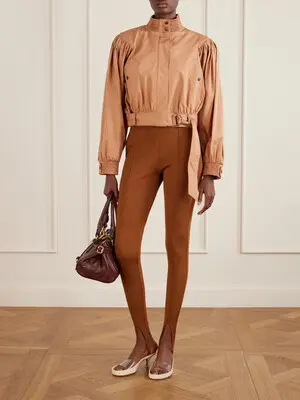 Chloé Cropped Belted Cotton-poplin Jacket - Neutrals