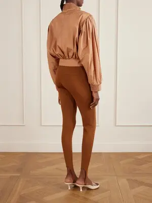 Chloé Cropped Belted Cotton-poplin Jacket - Neutrals