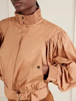 Chloé Cropped Belted Cotton-poplin Jacket - Neutrals