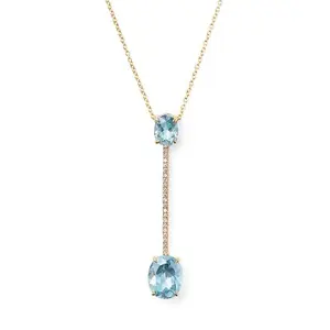 ASPINAL OF LONDON Diamond And Sky Topaz Drop Necklace - Blue