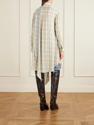 Acne Studios Scarf-detailed Checked Satin Midi Dress