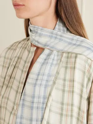 Acne Studios Scarf-detailed Checked Satin Midi Dress