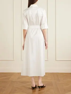 Max Mara Cotton-blend Poplin Midi Shirt Dress