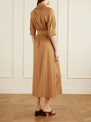 Max Mara Cotton-blend Poplin Midi Shirt Dress With Belt