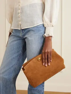 LIFFNER Pushlock Suede Pouch - Brown