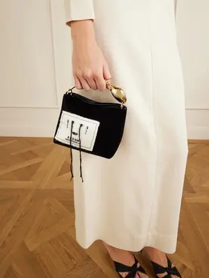 Erdem Bloom Mini Appliquéd Velvet Clutch - Black