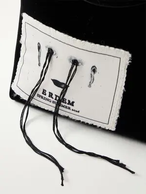 Erdem Bloom Mini Appliquéd Velvet Clutch - Black