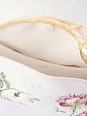 Erdem Bloom Embroidered Leather Clutch