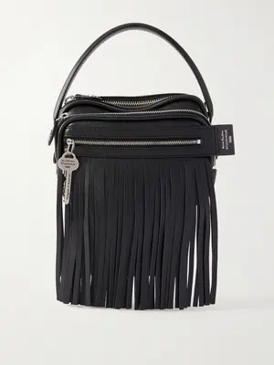 Acne Studios Leather Shoulder Bag With Fringe - Black