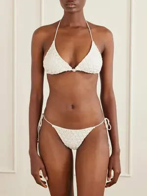 SARA CRISTINA Pearl Crocheted Triangle Bikini