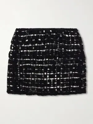 SARA CRISTINA Crocheted Cotton Mini Skirt - Black