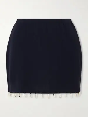 SARA CRISTINA Embellished Jersey Mini Skirt - Blue