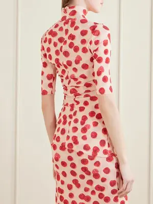 Stella McCartney Gathered Printed Mesh T-shirt - Red