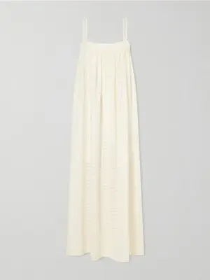 LEMLEM Eda Striped Cotton-gauze Midi Dress - Neutrals