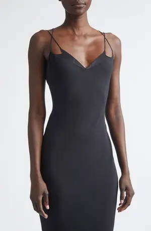 TOM FORD Satin Trim Crepe Slipdress - Black