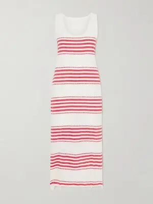 LEMLEM Lilian Striped Cotton-blend Gauze Midi Dress - Red