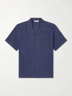 3sixteen Convertible-collar Linen And Cotton-blend Shirt - Blue