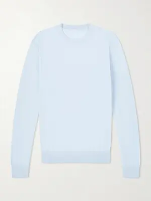 Anderson & Sheppard Knitted Sea Island Cotton Sweater - Blue