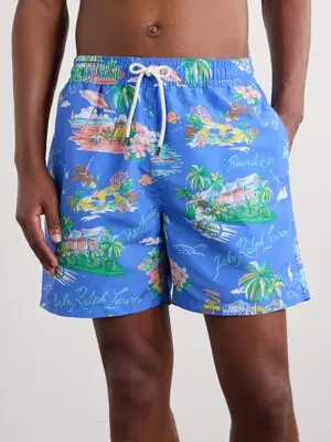 Polo Ralph Lauren Straight-leg Printed Recycled Swim Shorts - Blue