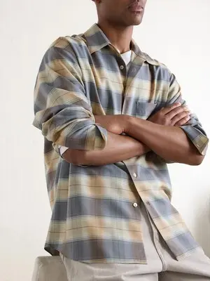 Auralee Checked Wool-poplin Shirt