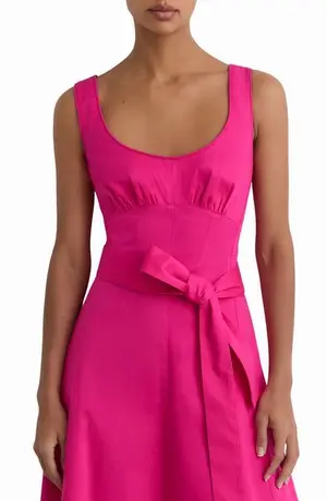 REISS Irina Stretch Cotton Dress - Pink