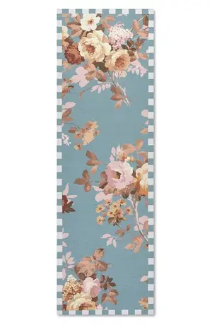 MACKENZIE-CHILDS Slate Wild Rose Washable Rug - Blue