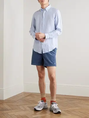 Polo Ralph Lauren Button-down Collar Striped Linen Shirt - Blue