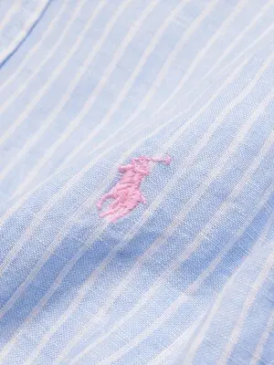 Polo Ralph Lauren Button-down Collar Striped Linen Shirt - Blue