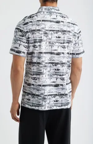 Bugatchi Hendrix Digital Abstract Print Pima Cotton Polo - Cement
