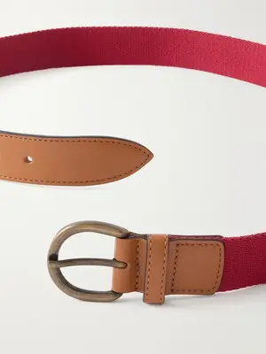 Anderson & Sheppard 3.5cm Leather-trimmed Woven Belt