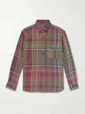 Polo Ralph Lauren Button-down Collar Checked Linen Shirt - Green