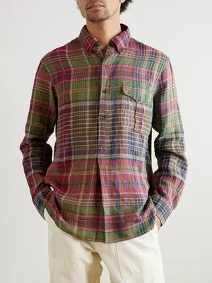Polo Ralph Lauren Button-down Collar Checked Linen Shirt - Green