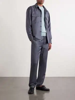 Canali Straight-leg Wool And Linen-blend Twill Suit Trousers