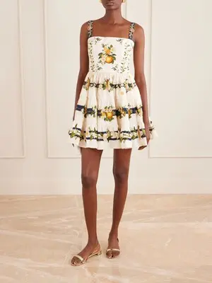 Agua Bendita Lima Valle" Floral Print Cotton Mini Dress