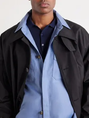 Canali Wool And Linen-blend Twill Shirt - Blue