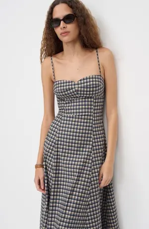 REFORMATION Kailani Plaid Midi Dress - Beacon Check