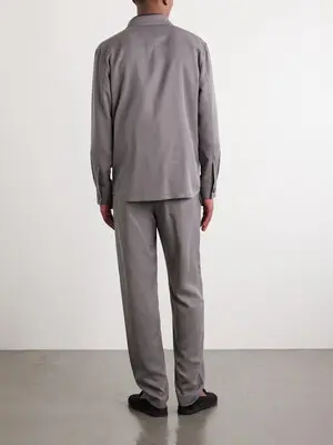 Canali Straight-leg Lyocell Drawstring Trousers - Gray