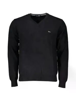 HARMONT & BLAINE Embroidered V-neck Sweater - Black