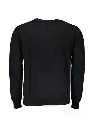 HARMONT & BLAINE Embroidered V-neck Sweater - Black