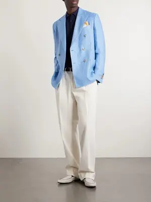 DE PETRILLO Double-breasted Linen Blazer