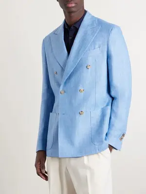 DE PETRILLO Double-breasted Linen Blazer
