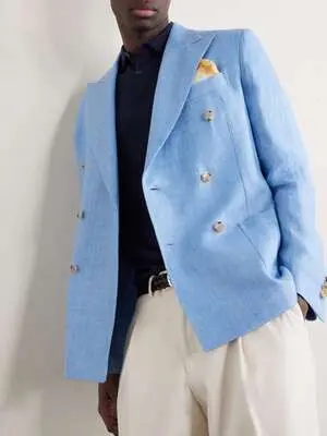 DE PETRILLO Double-breasted Linen Blazer