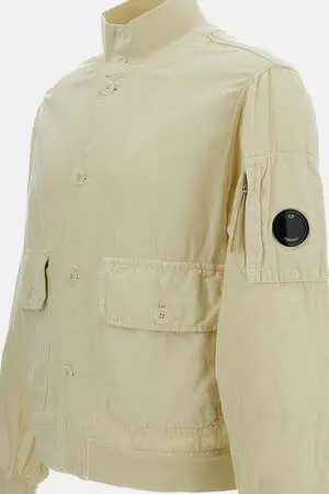 C.P. COMPANY Linen Blend Bomber Jacket - Beige