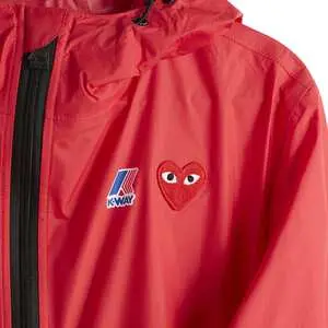 Play Comme Des Garcon X K-way Emblem Full Zip Jacket - Red