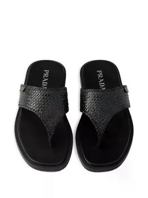 Prada Woven Leather Thong Sandals