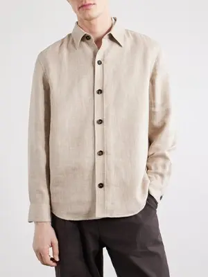 Zegna Cashmere, Linen And Silk-blend Overshirt - Neutrals