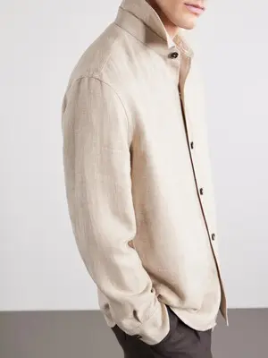 Zegna Cashmere, Linen And Silk-blend Overshirt - Neutrals